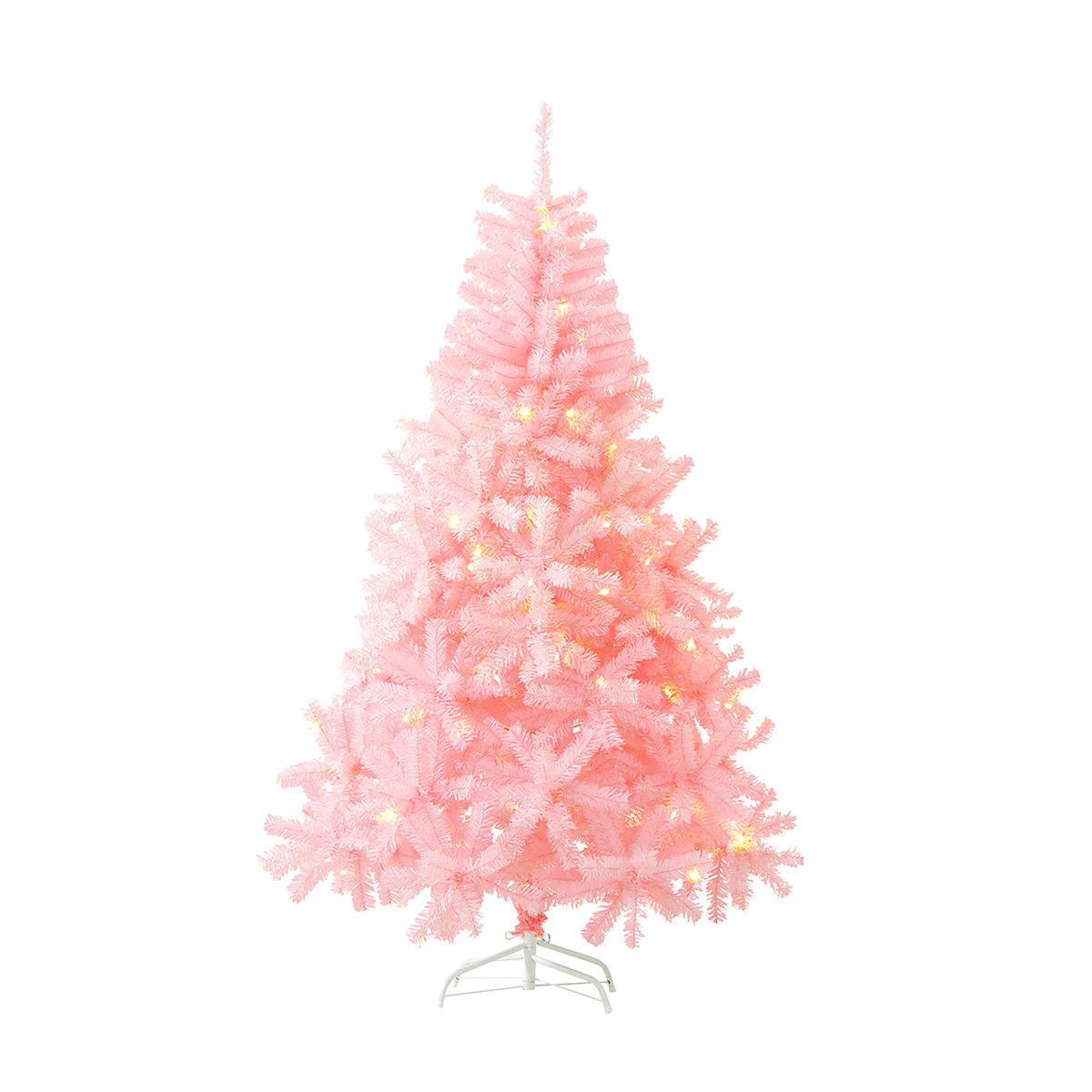 The Holiday Aisle® Pink Artificial Christmas Tree With Lights Hinged Branches Douglas Fir ...